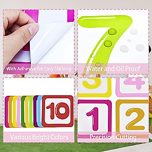 10 PCS Number Lattice Floor Sticker with 1 Pair Kids Footprint Stickers, Funny Number Hopscotch Game Floor Stickers Wall Decals for Classroom Bedroom Living Room Ground Corridor Nursery