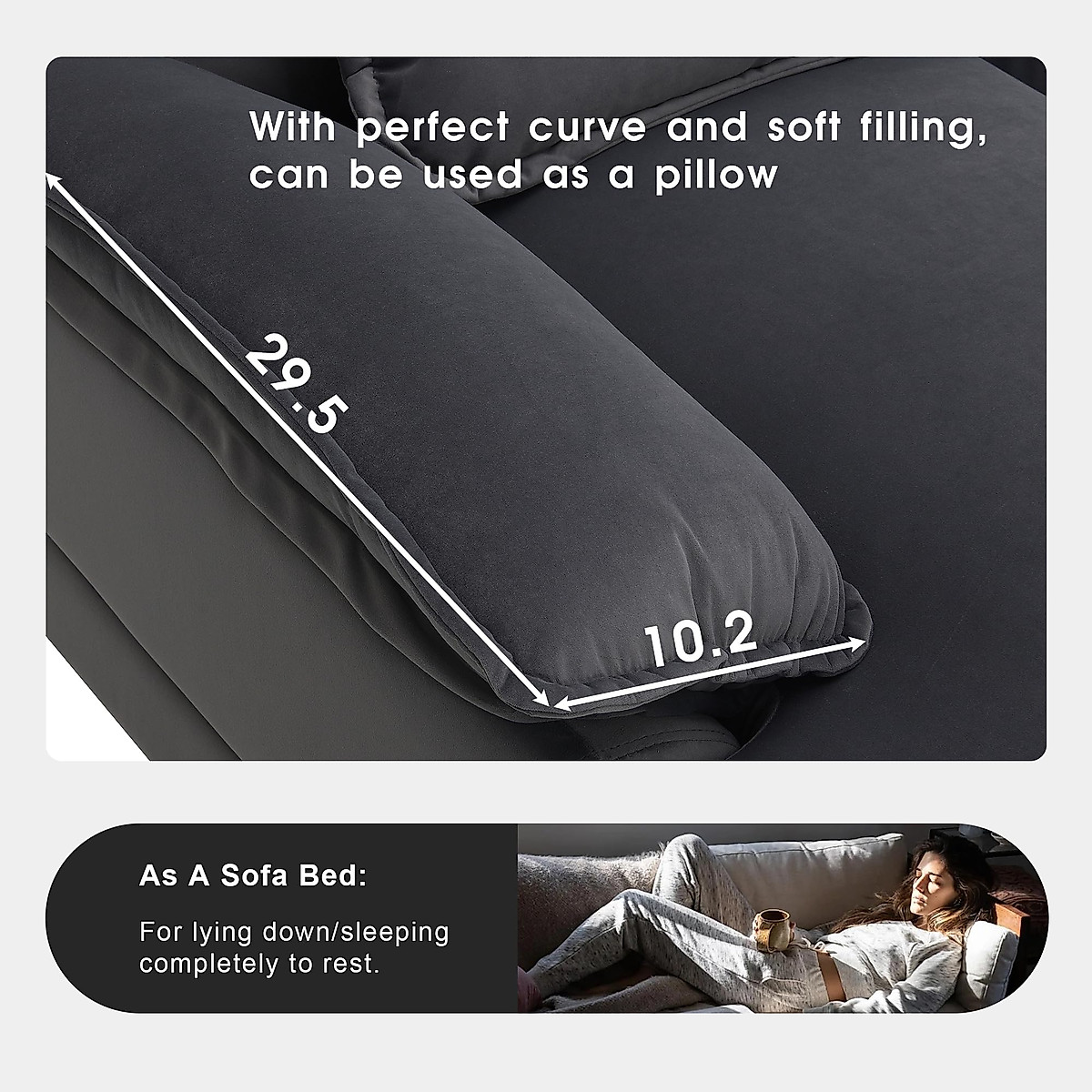 ODUWA Sectional Sofa Couch,110" Modern U-Shaped Sectional Sofa with Waist Pillows,6-Seat Upholstered Velvet Sofa Furniture,Sleeper Sofa Couch with Chaise Lounge for Living Room,Apartment