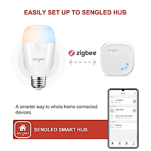 Sengled Zigbee Smart Bulbs, Tunable White 2700K~6500K, Hub Required, Dimmable via Wall Switch, Works with SmartThings and Echo Plus with Built-in Hub, Daylight A19 E26, Voice & APP Control, 4 Pack