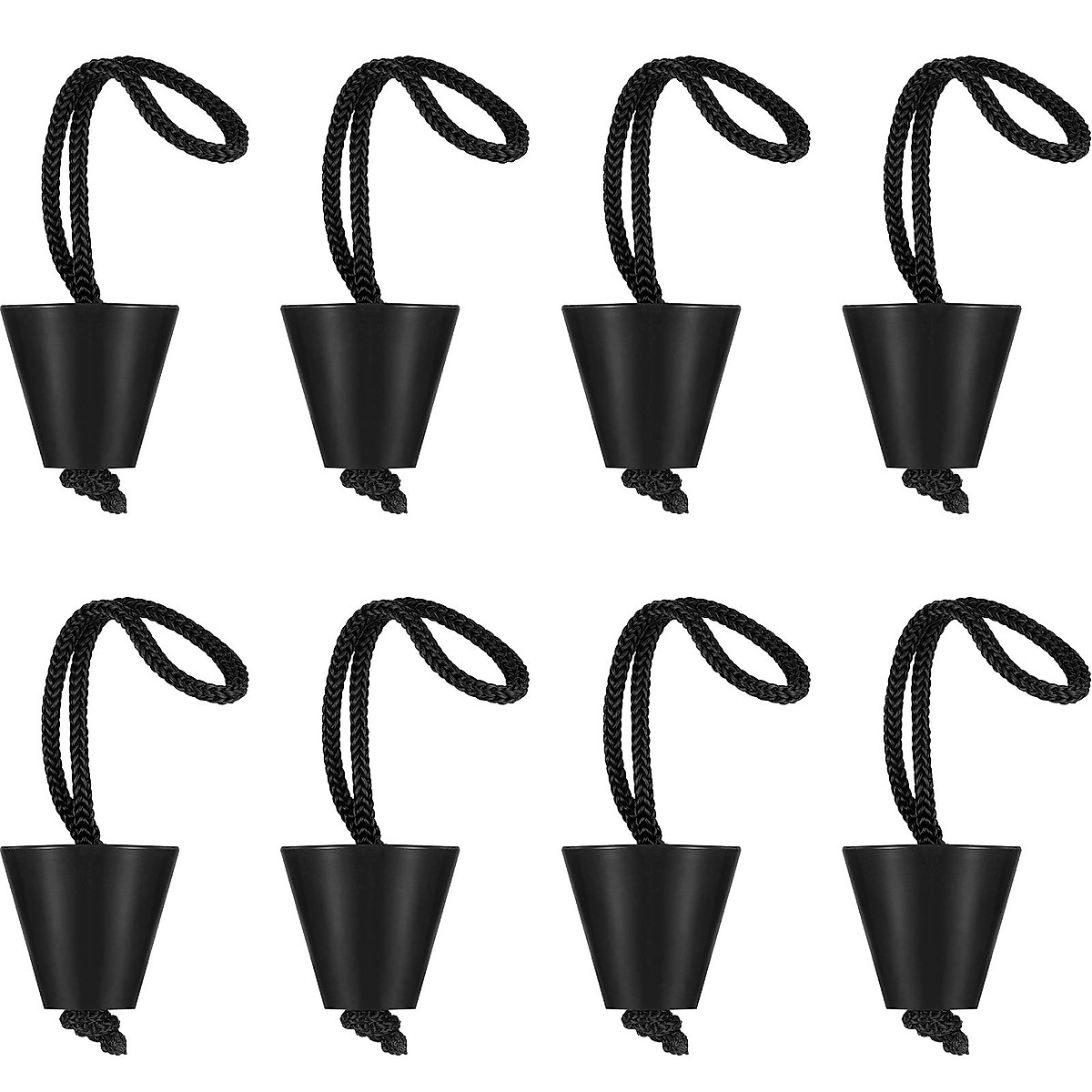 Sumind 8 Pieces Kayak Scupper Plug Silicone Scupper Plug Drain Holes Stopper Bung with Lanyard(Black)