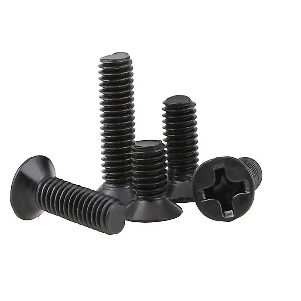 Black Carbon Steel Wood Screws, Electronic Screws Phillips Flat Head Micro Screws for Glasses Laptop Notebook Computer Bolt M2 M2.5 M3 (M3*4mm，200 pcs)