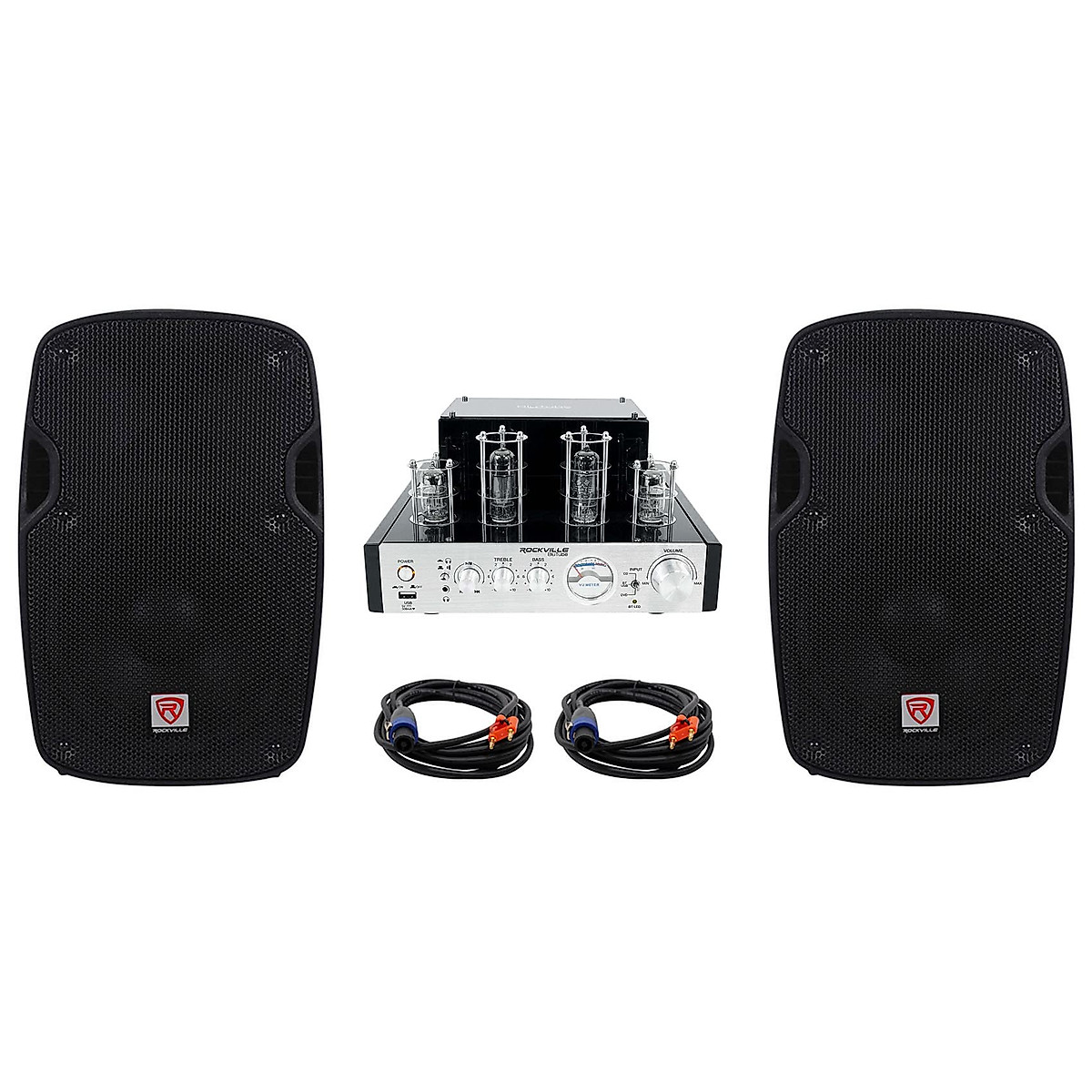 Rockville BluTube Tube Amplifier/Home Theater Bluetooth Receiver+(2) 8" Speakers