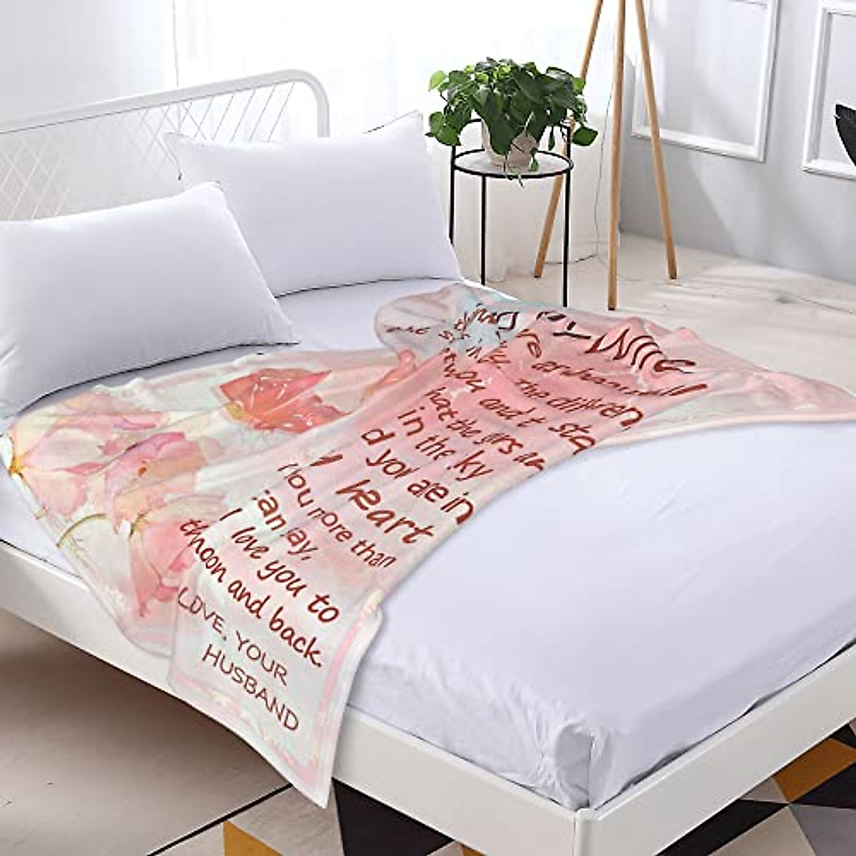 CHUSHYAR Mothers Day Birthday Gifts for Wife,Gifts for Wife for Her,Wife Gifts from Husband,Best Wife Gifts, Fuzzy& Soft Wife Throw Blanket 60" x 50"