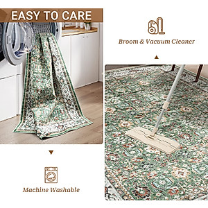 befbee 8x10 Area Rugs for Living Room- Ultra-Thin Stain Resistant Washable Rug, Non-Slip Backing Rugs, Large Room Decor Area Rug (Grass Green,8'x10')