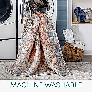 Artistic Weavers Suri Vintage Washable Area Rug,6'7" x 9',Rust/Blue