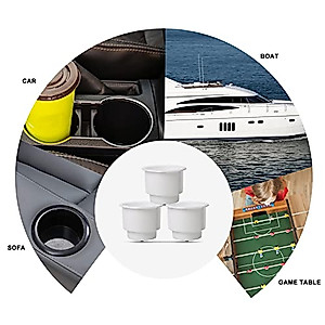 Amarine Made 4Pcs Recessed Drop in Plastic Cup Drink Can Holder with Drain for Boat Car Marine Rv (White)