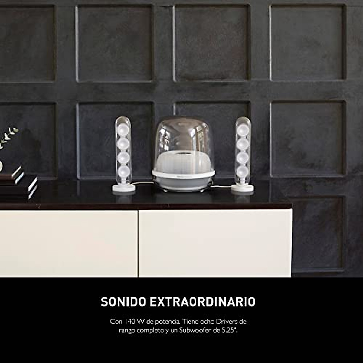 Harman Kardon HK SoundSticks 4-2.1 Bluetooth Speaker System with Deep Bass and Inspiring Industrial Design (White)