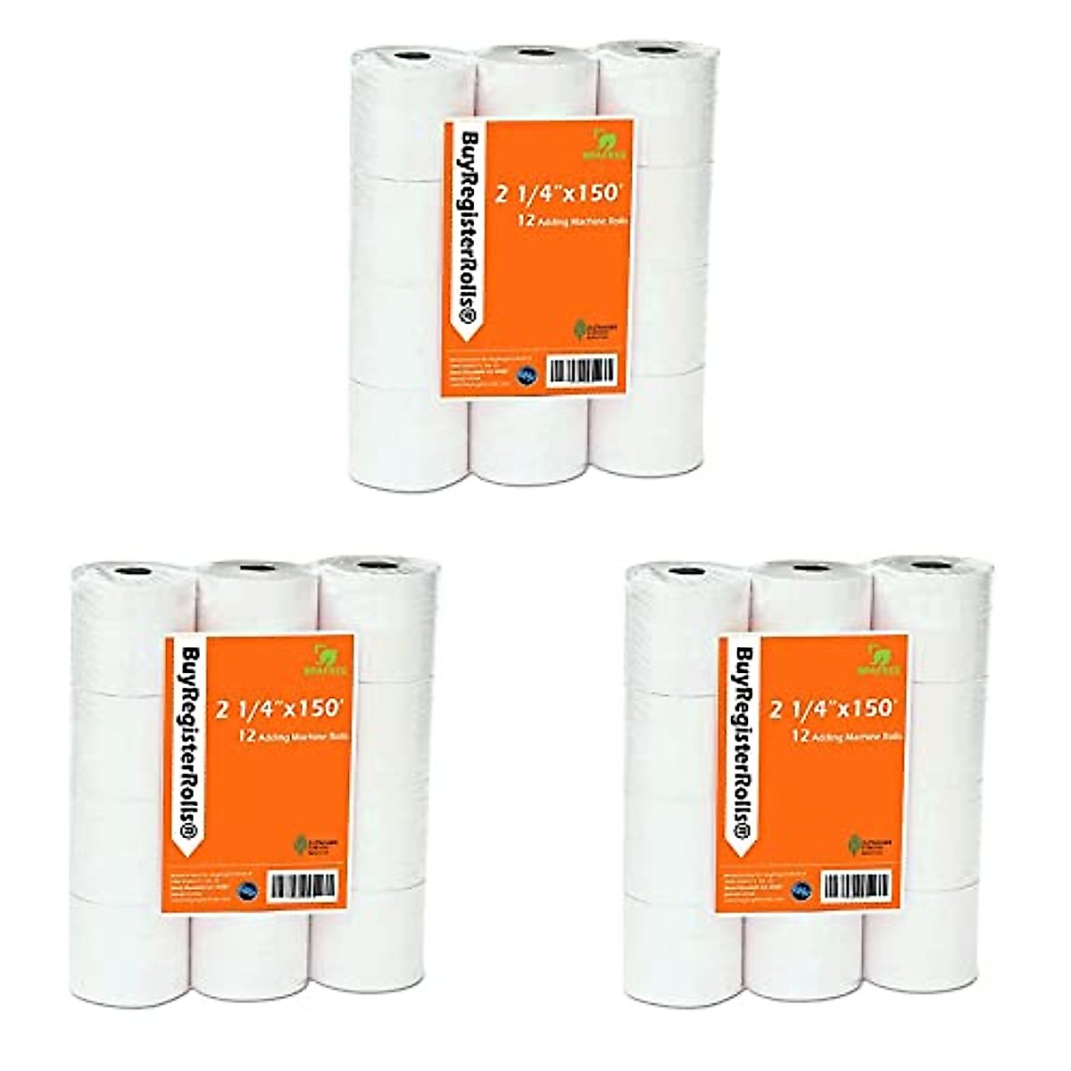 (36 Rolls) 2 1/4 x 150 ft White Adding Machine Tape Paper Rolls Premium One Ply Register Adding Machine/Calculator Paper Rolls Printing Calculator 10 Key
