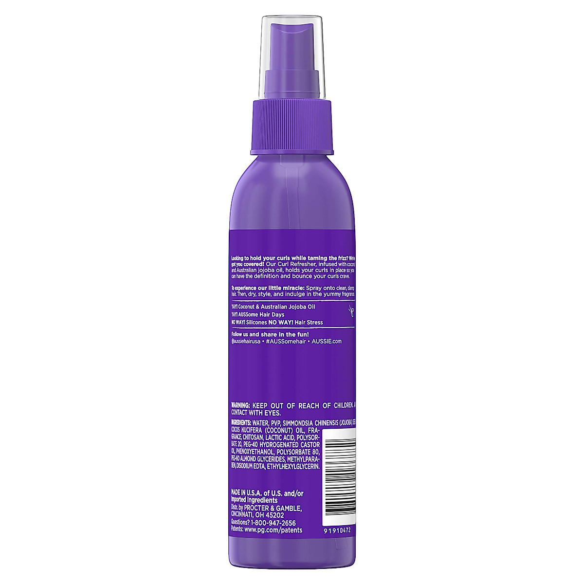 Aussie Miracle Curls Refresher Spray Gel With Coconut & Jojoba Oil 5.7 Fl oz, 4.272 Fl oz