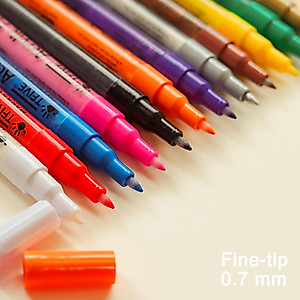 TFIVE White Paint Marker Paint Pens - 2 Pack Acrylic Permanent Marker, 0.7mm Extra Fine Tip Paint Pen for Art Projects, Drawing, Rock Painting, Ceramic, Glass, Wood, Plastic, Metal, Canvas DIY Crafts