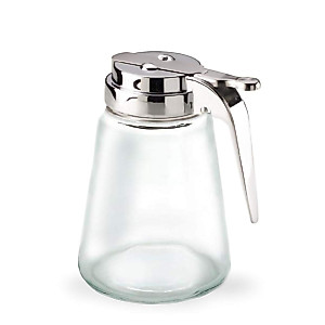 Glass Bottle Syrup Pitcher Honey Maple Syrup Dispenser Retracting Spout 12 oz