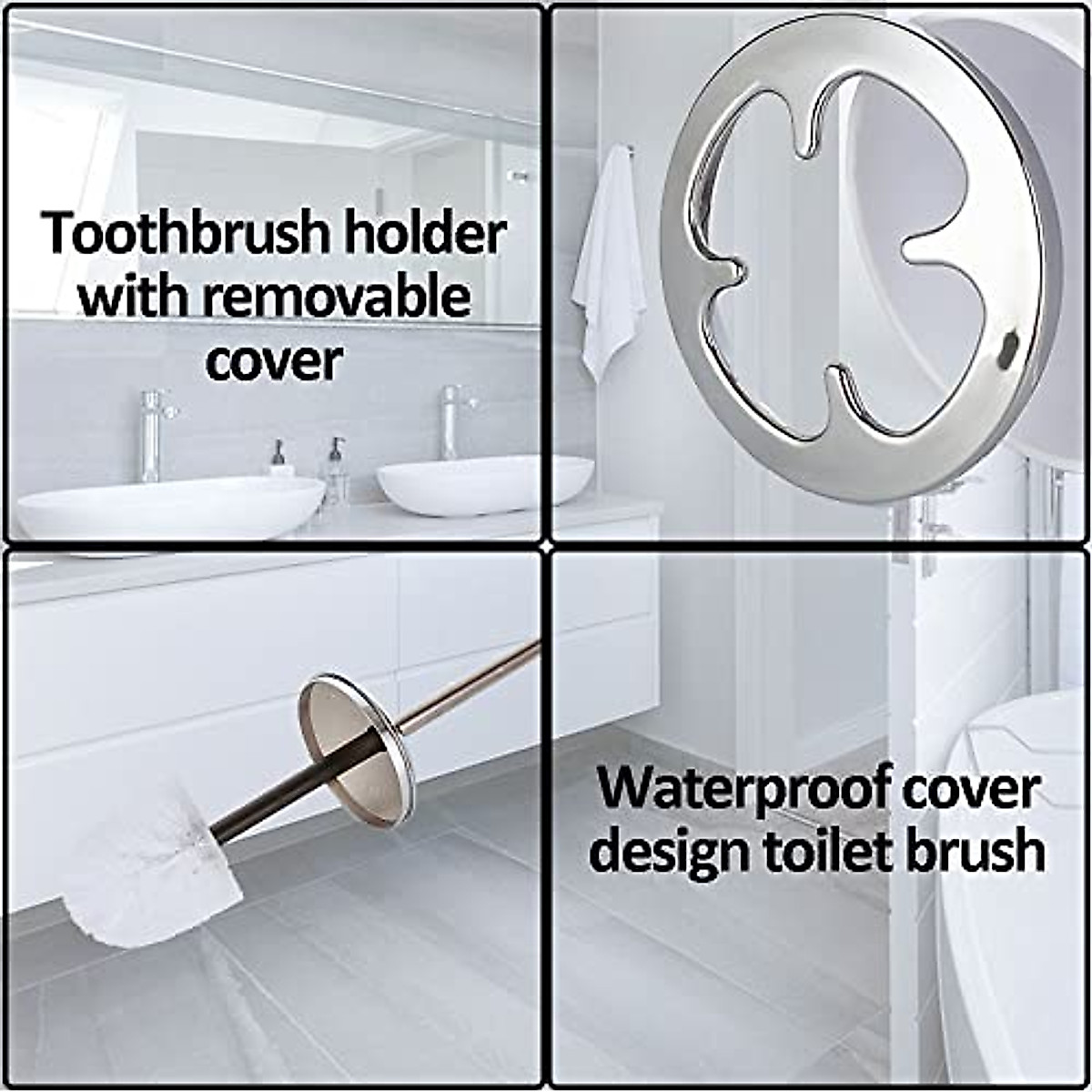 Bathroom Accessories Set 6 Pcs, Soap Dispenser Soap Dish Toothbrush Cup Toothbrush Holder Toilet Brush Trash Can, Bathroom Decor for Home Washing Room