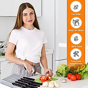 Cheer Collection Kitchen Drawer Knife Organizer - Space Saving Tray to Keep Knives Organized, Gray