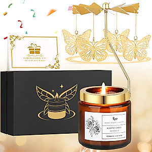 Unique Birthday Gifts for Women,Valentines Day Candles Gifts for Women,Rotatable Scented Candle Gift for Anniversary,Mothers Day Gifts from Daughter Son Sister (Butterfly)