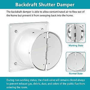 HG Power 8 Inch Exhaust Fan, Kitchen Exhaust Fan With Switch 576CFM Window Exhaust Fan, Wall Mounted Bathroom Exhaust Fan, Extractor Ventilation Fan For Attic, Greenhouse, Basement, Shed, White