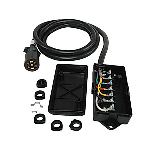 Conntek 7 Way Plug Inline Trailer Cord with 7 Gang Junction Box, 6-Feet