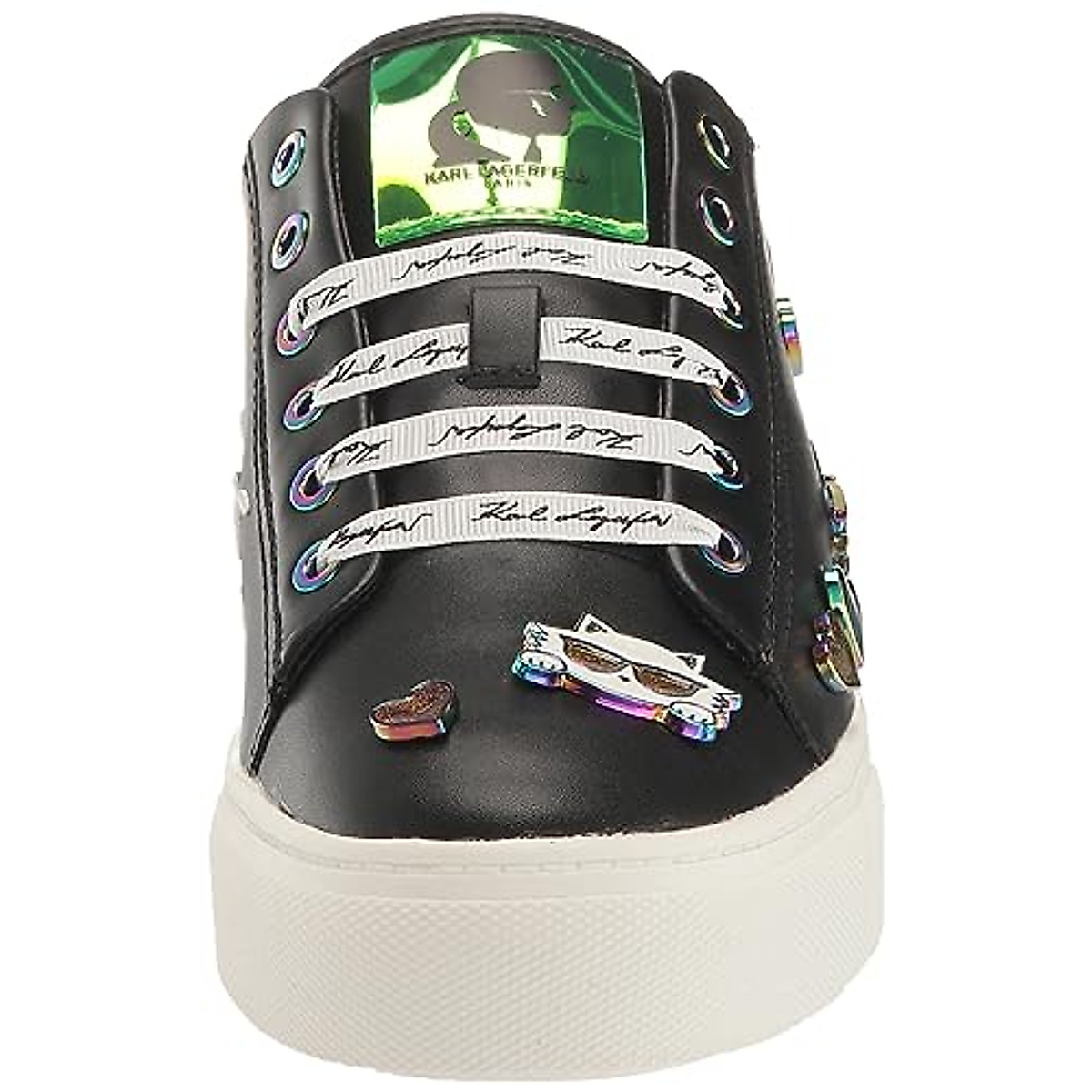 Karl Lagerfeld Paris Cate Shoes – Sneakers for Women with Iconic KLP Pins, Deep Black, 5