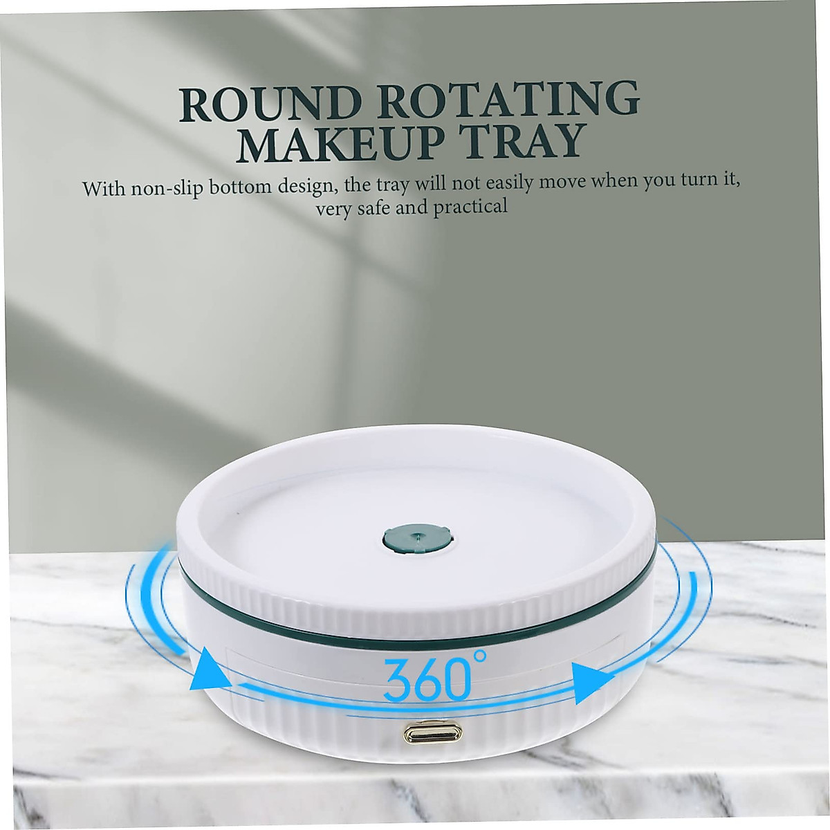 Zerodeko Rotating Spice Rack Kitchen Holder Makeup Holder Round Rotating Organizer Tray Cabinet Organizer Plastic Serving Tray Kitchen Seasoning Holder White pp to Rotate Desktop Food