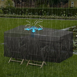 Waterproof Outdoor Furniture Covers,96x31x28in Patio Furniture Covers,Patio Table Cover with Upgraded Fastener Windproof Buckle Straps for Outdoor Sectional Sofa Set Wicker Rattan Table Chair-Black