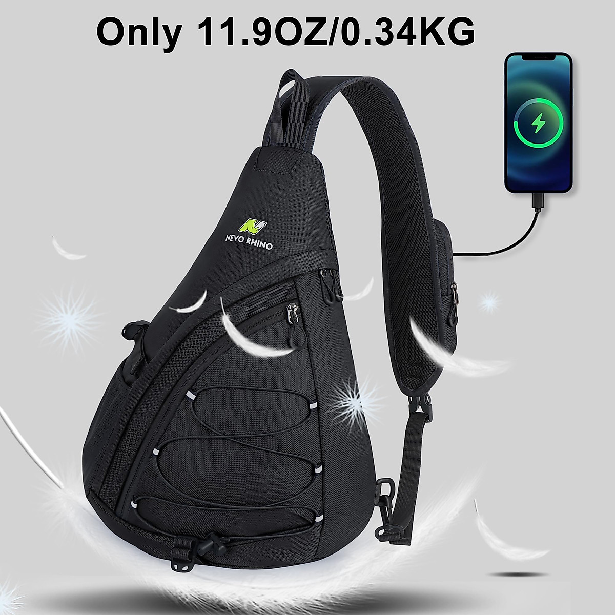 N NEVO RHINO Waterproof Sling Bag Crossbody Sling Backpack,Casual Shoulder Bag for Men,Women Hiking Daypack,Outdoor,Travel