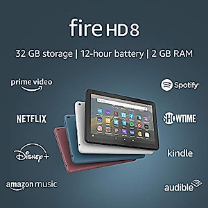 Certified Refurbished Fire HD 8 tablet, 8" HD display, 32 GB, (2020 release), designed for portable entertainment, Plum