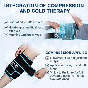 REVIX XL Knee Ice Pack Wrap Around Entire Knee After Surgery for Arthritis, Knee Brace with Ice Packs Inserts for Knee Replacement, Ice Knee Wrap with Cold Compression Pain Relief for Joint Injuries