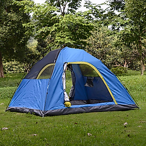 Wind Tour 3-4 Persons Instant Automatic Camping Tent, Waterproof Sun Shelters Backpacking Tents Quick Set up for Traveling, Hiking, Hunting, Fishing (Blue- Without 2 Poles+tarp)