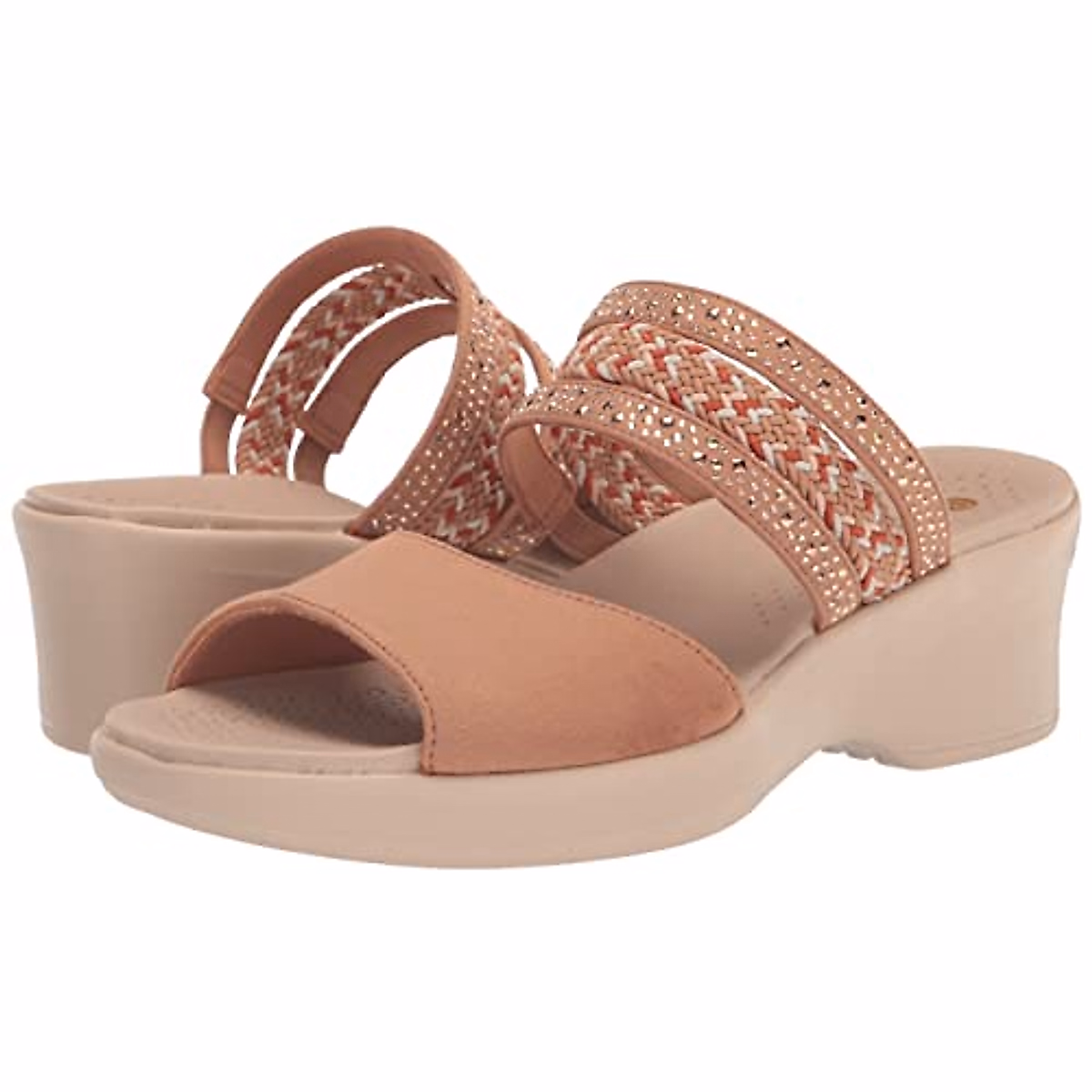 BZees Womens Fireworks Wedge Sandal Cafe Tan Woven 8 M