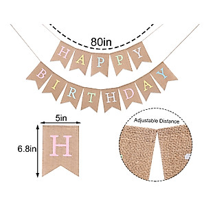 Rainbow Happy Birthday Burlap Banner - Happy Birthday Pastel Colors, Personalized Birthday Banner, 1st Birthday Rainbow Decorations,Photo Prop,Best Birthday Party Supplies (Rainbow Burlap Banner)