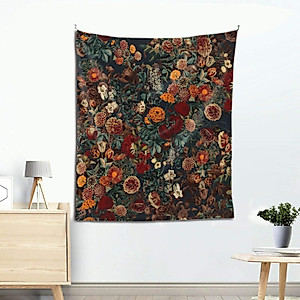 Ligekawa Midnight Garden Wall Tapestry with Floral Exotic Garden Night Tapestry Mystic Tapestry Wall Hanging for Bedroom Home Wall Décor 60 x 51 inch