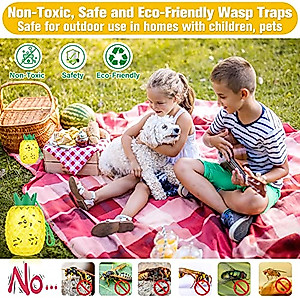 Wasp Trap Outdoor Hanging, Wasp Bee Traps Repellent Outdoor Wasp Deterrent Killer Insect Catcher, Non-Toxic Reusable Hornet Traps Yellow Jacket Traps Outdoor Hanging (2 Pack, Pineapple Shape)