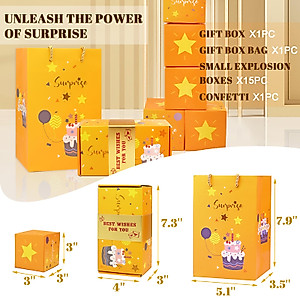 Surprise Gift Box Explosion for Money, Unique Folding Bouncing Red Envelope Gift Box with Confetti, Cash Explosion Luxury Gift Box for Mom Birthday Anniversary Valentine Proposal (15 Bounces) (Yellow)