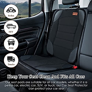 Siivton Car Seat Protector Seat Protector for Child Car Seat Seat Cushion for Leather and Fabric Seats, 2 Mesh Pockets, Non-Slip Backing, Carseat Protectors for Vehicles, Baby, Pets (2 Pack)