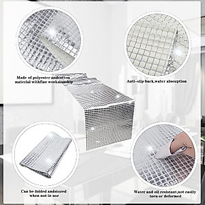 12 x 72 Inches Glitter Disco Party Table Runner Retro 70s 80s Theme Birthday Party Decorations Sequin Silver Bachelorette Party Supplies Dance Party Decor Wedding Table Cloth