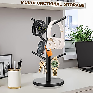 Fertoriy Mug Tree, Thicker Base Coffee Cup Holder for Countertop, Sturdy Wood Coffee Tree Mug Holder Stand with 6 Hooks, Non-Slip Mug Rack for Home Storage and Organizer, Coffee Mug Hanger