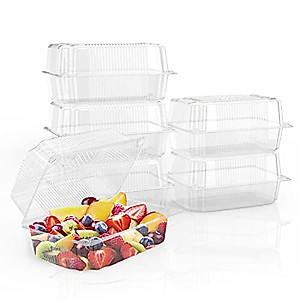 200 Pcs Clear Hoagie Container, 7.3 x 4.9 x 3.8 inch Plastic Hinged Food Container, Disposable Clamshell Take Out Food Containers for Salads, Hamburger, Fruit, Cake, Cookie, Sandwiches