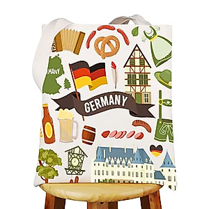 WZMPA Germany Trip Canvas Tote Bag Germany Souvenir Gift German Culture Themed Reusable Bag Germany Vacation Gift (Germany TG)