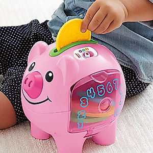 Fisher-Price Laugh & Learn Baby Learning Toy Smart Stages Piggy Bank With Music & Phrases For Infant To Toddler Ages 6+ Months