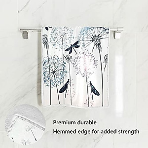 OTVEE Elegant Dandelions and Dragonflies Towel Washcloth 30x15 Inch Polyester Fingertip Towel for Home Bathroom Decor