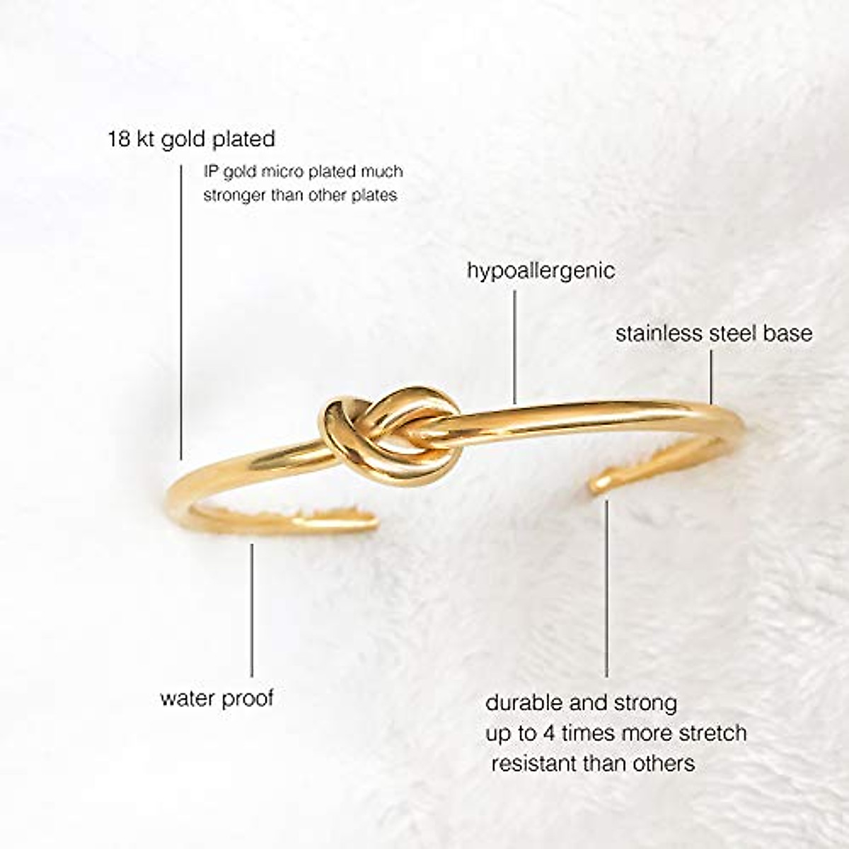 Altitude Boutique Knot Bangle Bracelet Thick 18K Gold Plated (Gold)