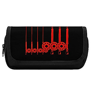 Fly Fishing American Flag Large Capacity Pencil Case Multi-Slot Pencil Bag Portable Pen Storage Pouch with Zipper