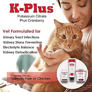 K-Plus Potassium Gluconate Renal Gel Plus Cranberry and EPA for Dogs and Cats - Veterinarian Approved Renal Supplement - Supports Potassium Balance - 5 oz