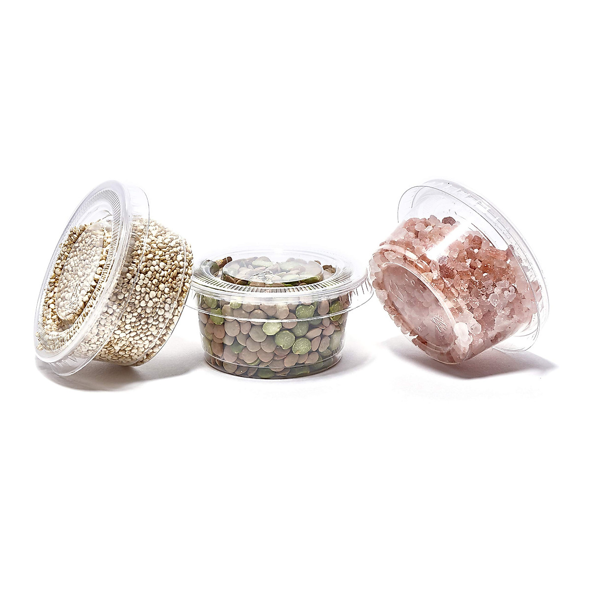 Disposable 2 oz. Plastic Portion Cups with Lids (100-Count) Jello Shots, Condiments, Samples, Sauce, Souffle | BPA Free, Food-Grade Safe | Clear, Ecofriendly, Recyclable