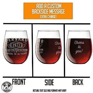 Personalized Etched 17oz Stemless Wine Glass - Customized Gifts for Women, Unique Custom Name Happy 40th Birthday Gifts for Mom Sister Adult Daughter, Turning Years Old for Her, Bday Party, Bernard