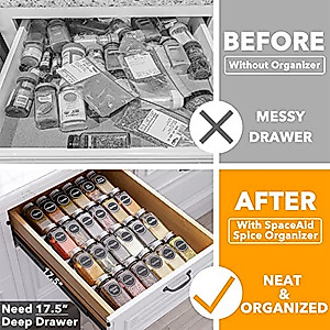 SpaceAid Spice Drawer Organizer with 28 Spice Jars, Spice Drawer Organizer with 24 Spice Jars, 386 Spice Labels