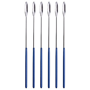 Aozita 6 Pack Lab Spatula - Micro Lab Spoon/Scoop with Nickel-Stainless Blade - Also Great Filler, Gel Cap Capsule Pill Filler Machine - #000 00 0 1 2 3