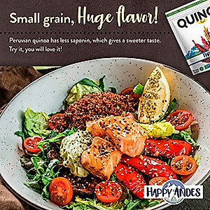 Happy Andes Tri-Color Quinoa Non GMO & Gluten, Whole Grain Rice Substitute, Ready to Cook Food for Oats & Seeds Recipes, Healthy Meal with Vitamins and Protein, 48 Oz