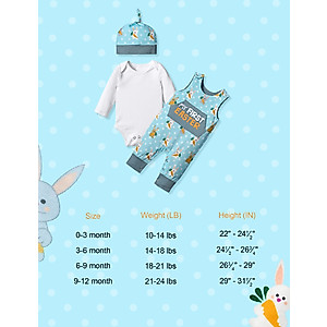 Easter Outfit Baby Boy Girl Outfit 3-6 Months Infant My First Easter Baby Boy Girl Outfit Long-Sleeved Onesie 3Pcs Set Easter Baby Boy Girl Outfit Romper My First Easter Outfit…