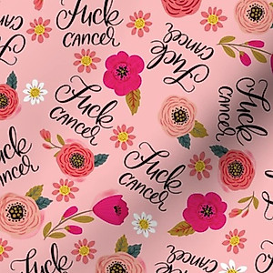 Spoonflower Fabric - Small Cancer Pink Flowers Floral Content Printed on Petal Signature Cotton Fabric by The Yard - Sewing Quilting Apparel Crafts Decor