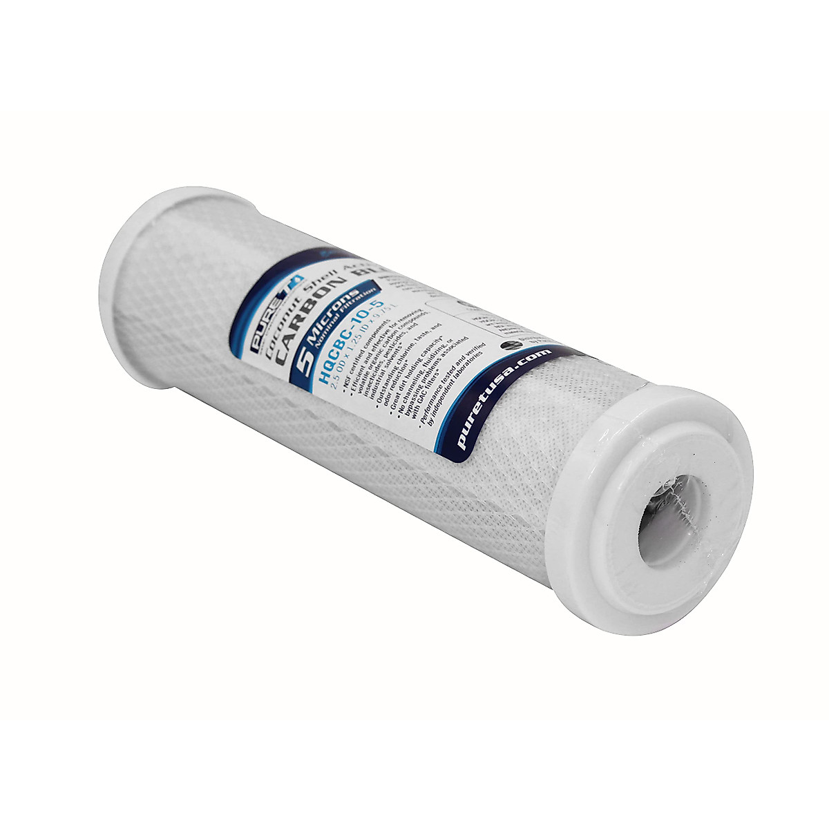 PureT HQCBC-10-5, 10x2.5" Coconut Carbon Block Filter - NSF Certified - Cononut Shell Activated Carbon removes Chlorine, Dirt and More (5 u Micron Rated) (2 Pack)